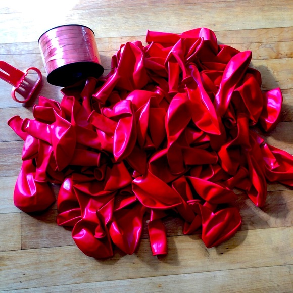None | Party Supplies | 0 12inch Red Latex Ballons With Ribbon And ...